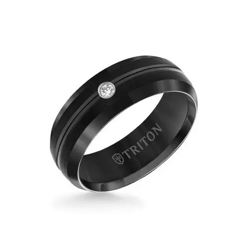 TRITON 8mm Carbide Band With Diamond - Black