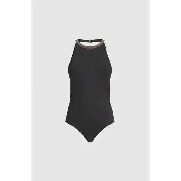 Brunello Cucinelli Techno Jersey One-piece Swimsuit - Lignite Grey