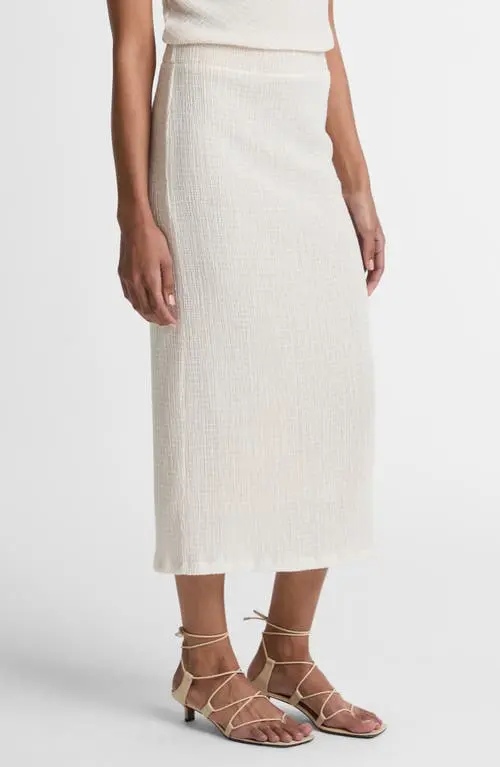 Vince Grid Textured Midi Skirt - Chalk
