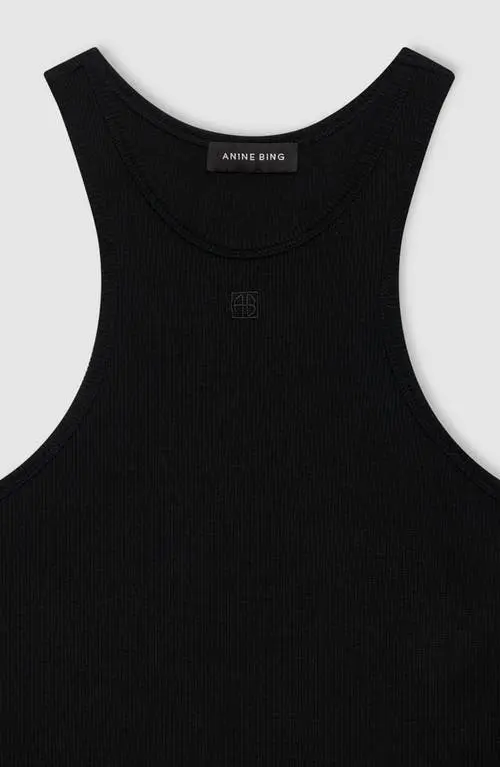 ANINE BING Cole Ribbed Tank Top - Black