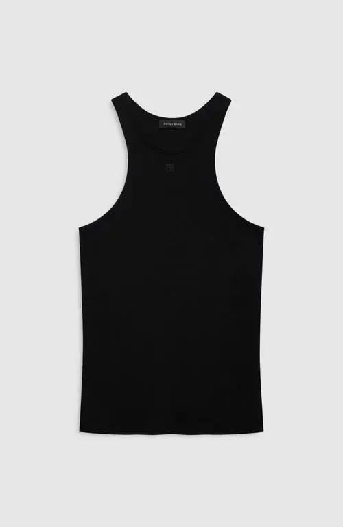 ANINE BING Cole Ribbed Tank Top - Black
