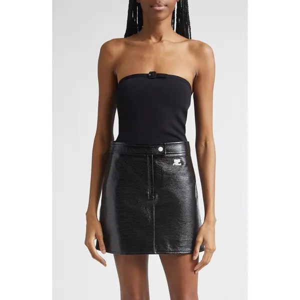 COURREGES Buckle Detail Bustier Knit Top - Black