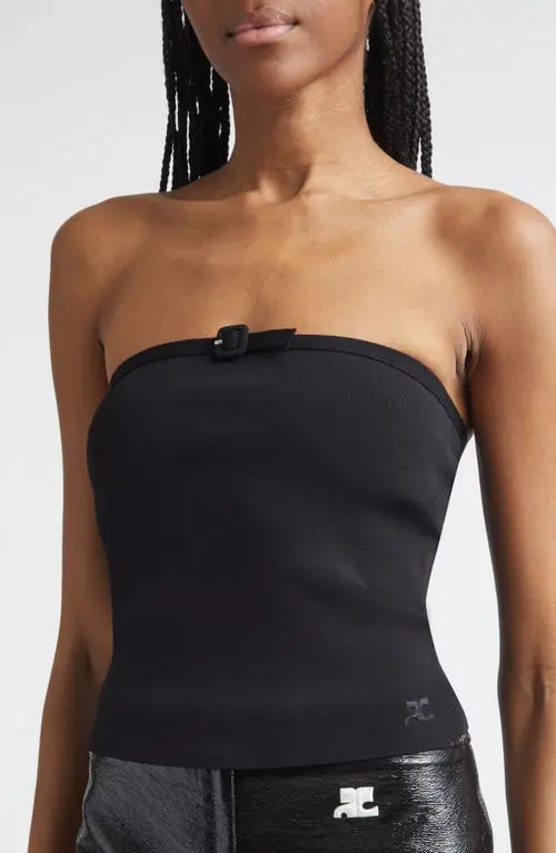 COURREGES Buckle Detail Bustier Knit Top - Black