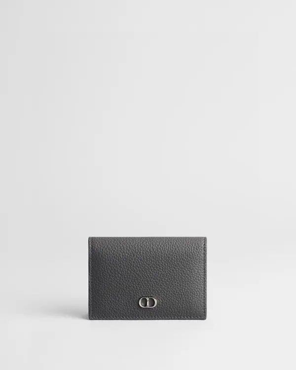 Dior Cd Icon Business Card Holder - Gris Flanelle Grained Calfskin