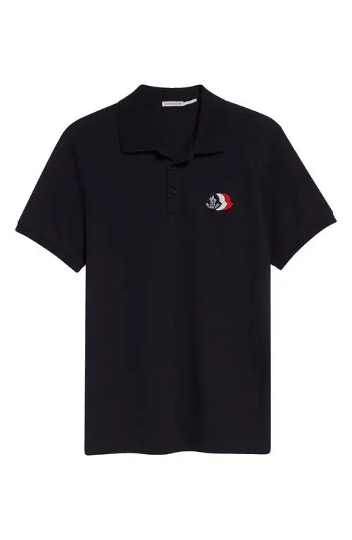 Moncler Logo Patch Cotton Polo - Navy