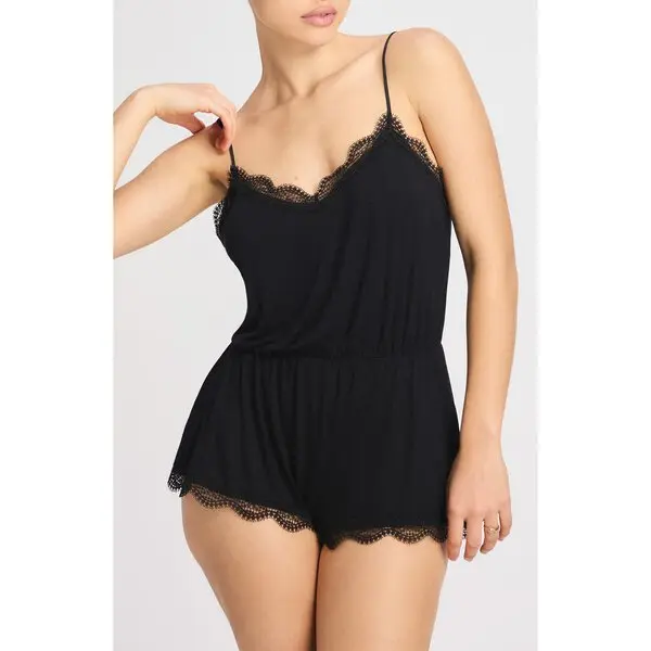 SAVAGE X FENTY Gossamer Dreams Sleep Romper - Black Caviar