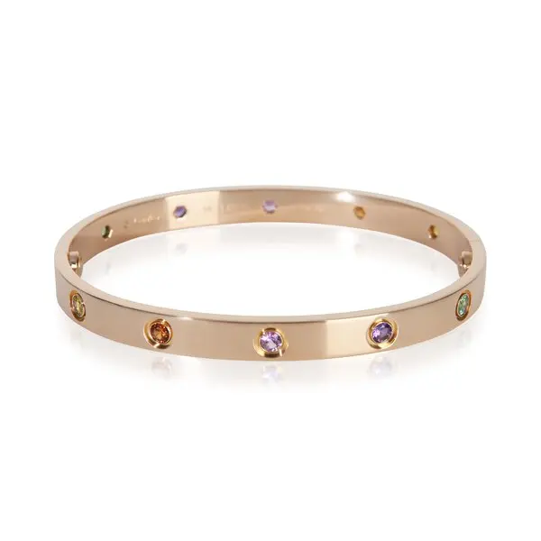 CARTIER 18k Rose Gold Love Bracelet With Rainbow Gemstones - Rose_gold