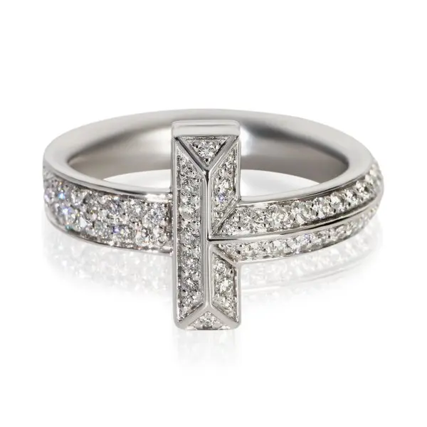 Tiffany & Co. 18k White Gold Diamond T T1 Ring - White_gold