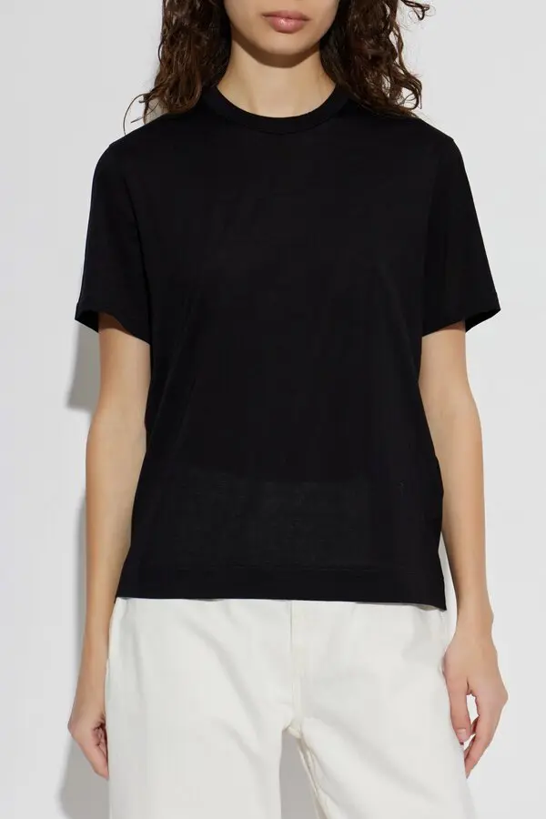 AMI Paris T-shirt With Embroidered Logo - Black