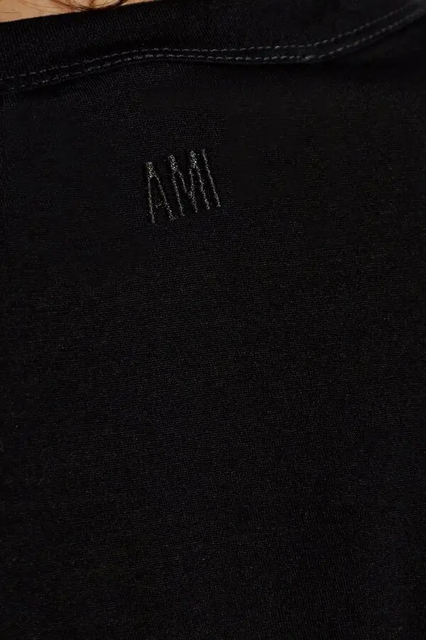AMI Paris T-shirt With Embroidered Logo - Black