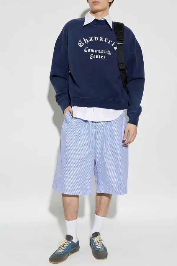 WILLY CHAVARRIA Striped Cotton Shorts