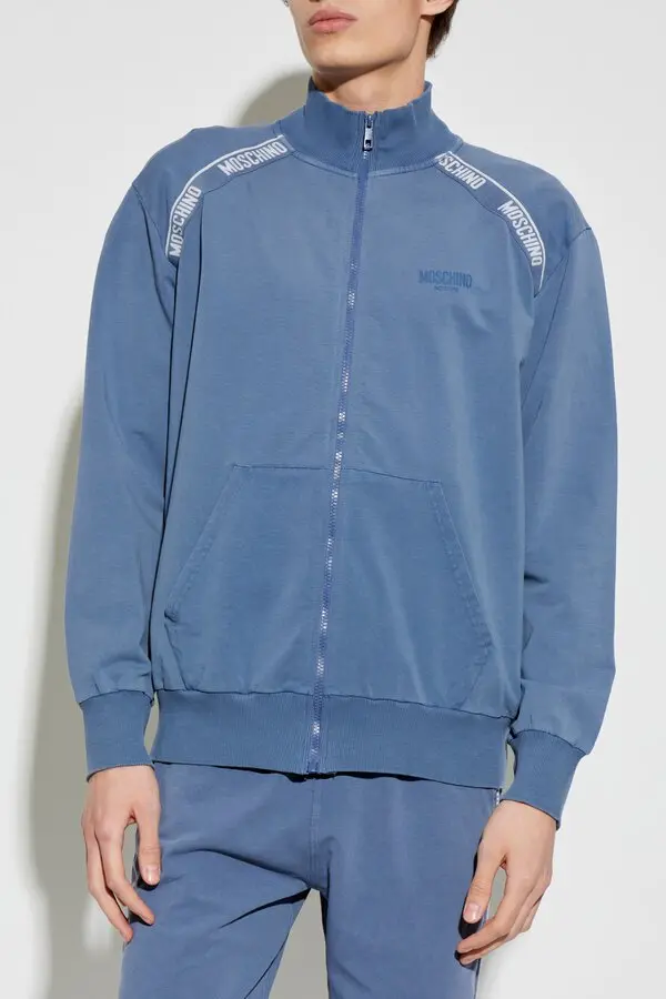 Moschino Logo Zip-up Sweatshirt - Blue