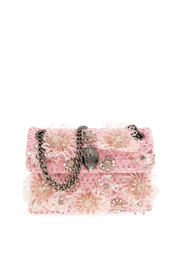 Kurt Geiger Raffia Mini Kensington Shoulder Bag - Pink