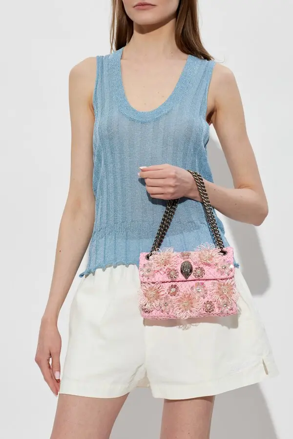 Kurt Geiger Raffia Mini Kensington Shoulder Bag - Pink