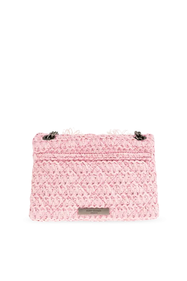Kurt Geiger Raffia Mini Kensington Shoulder Bag - Pink