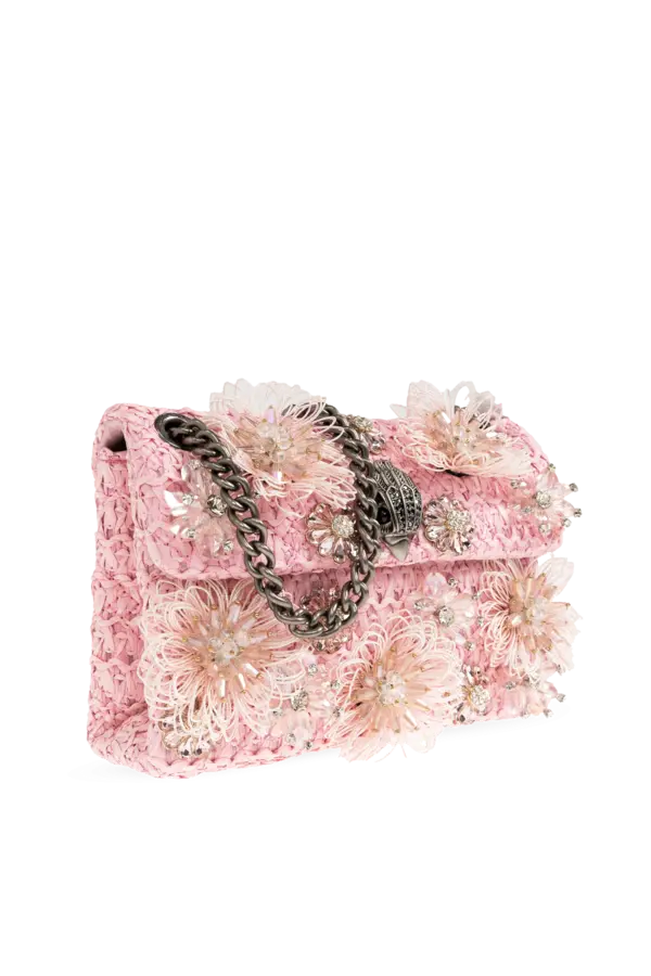 Kurt Geiger Raffia Mini Kensington Shoulder Bag - Pink