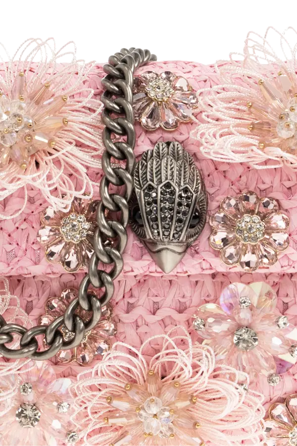 Kurt Geiger Raffia Mini Kensington Shoulder Bag - Pink