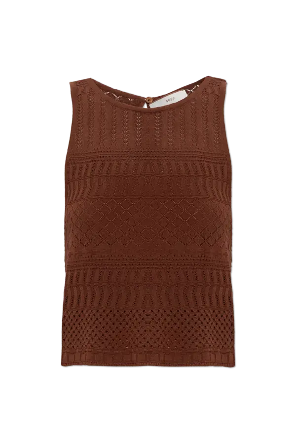 AKEP Sleeveless Openwork Knit Top