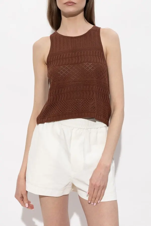 AKEP Sleeveless Openwork Knit Top