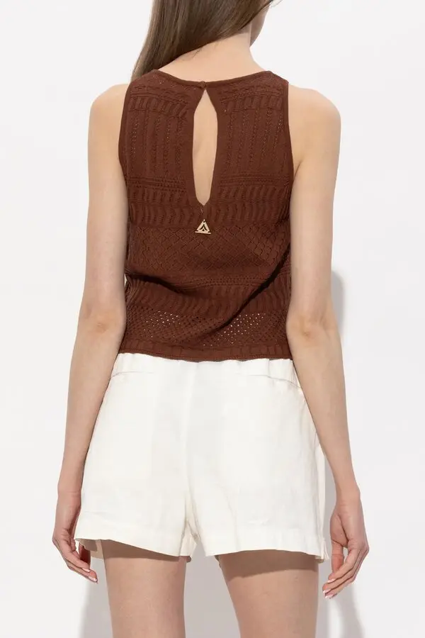AKEP Sleeveless Openwork Knit Top