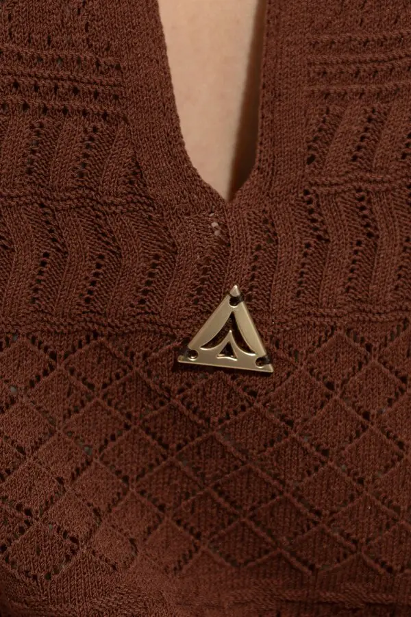 AKEP Sleeveless Openwork Knit Top