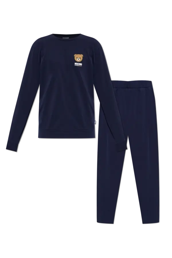 Moschino Two-piece Pajamas With Logo - Navy Blue
