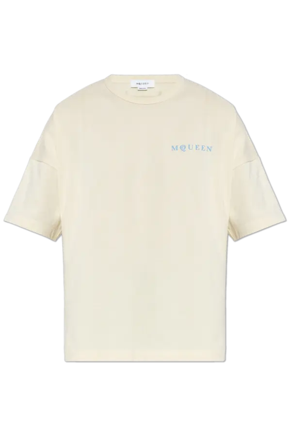 Alexander McQueen T-shirt With Logo - Cream