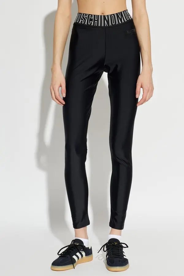 Moschino Leggings With Logo - Black