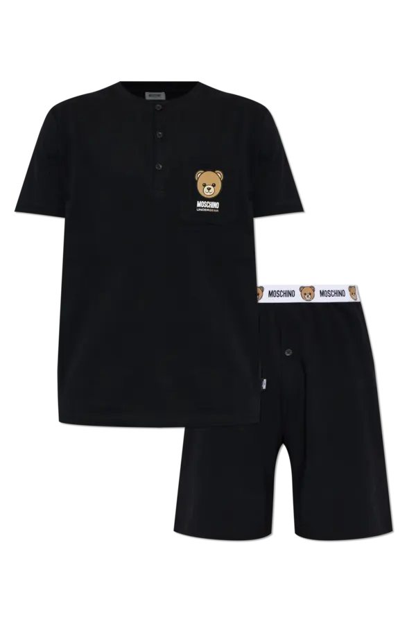 Moschino Two-piece Pajamas With Logo - Black