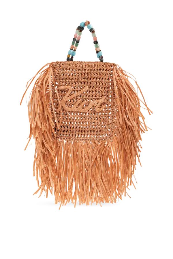 Kurt Geiger Raffia Handbag With Fringe - Orange