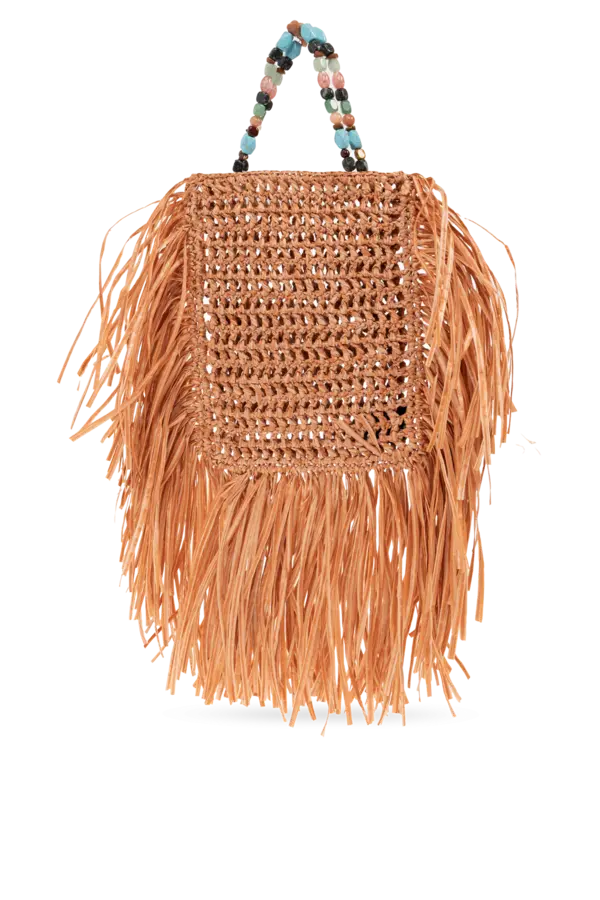 Kurt Geiger Raffia Handbag With Fringe - Orange