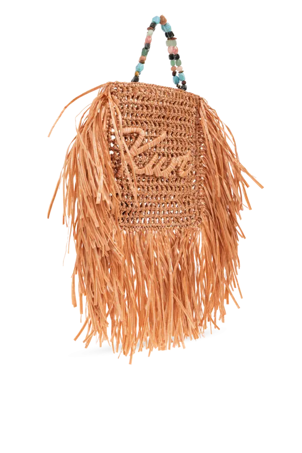 Kurt Geiger Raffia Handbag With Fringe - Orange