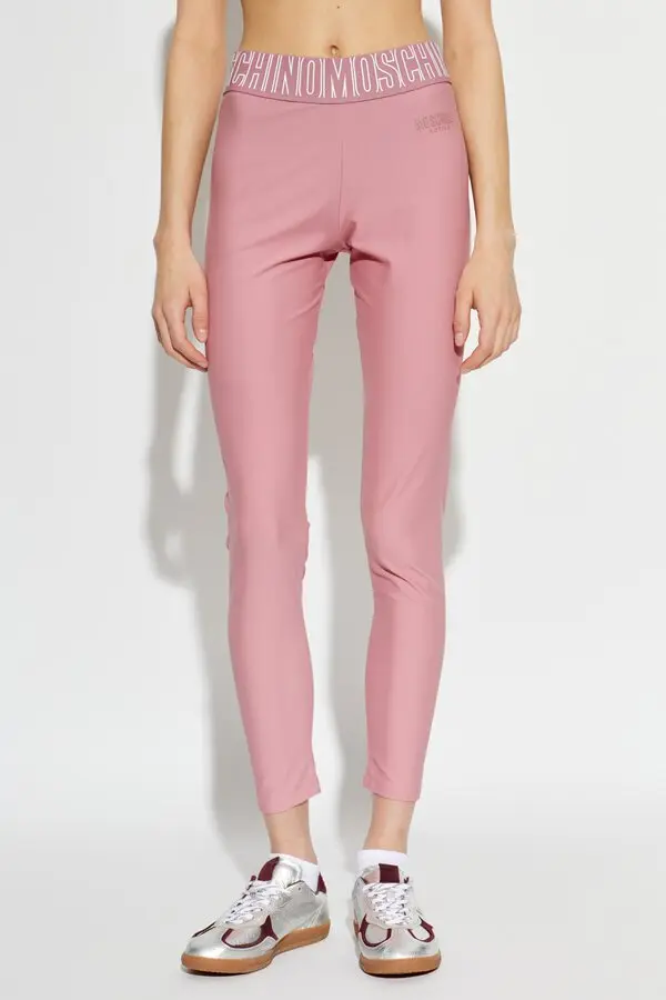 Moschino Leggings With Logo - Pink