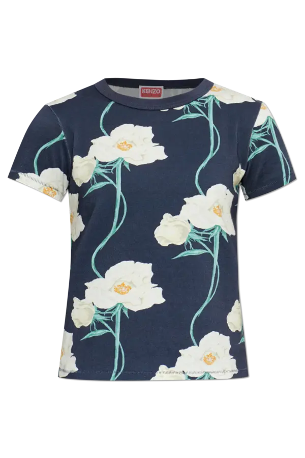 Kenzo Floral Motif T-shirt - Navy Blue