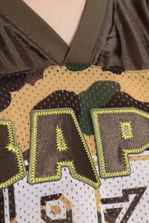 A BATHING APE Cropped T-shirt With Camouflage Print And Logo