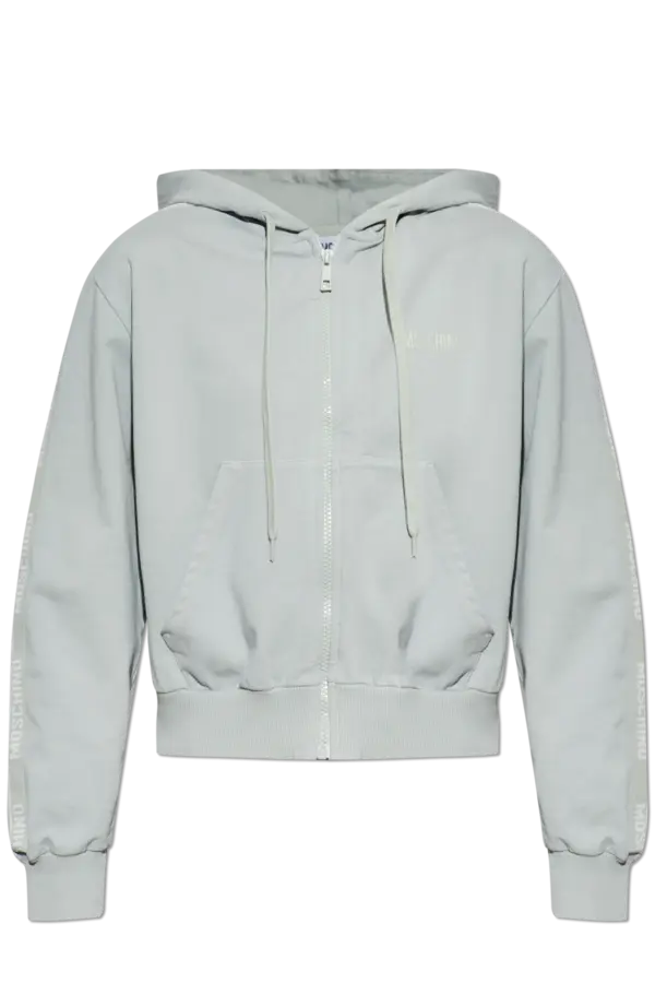 Moschino Logo Zip-up Sweatshirt - Light Blue