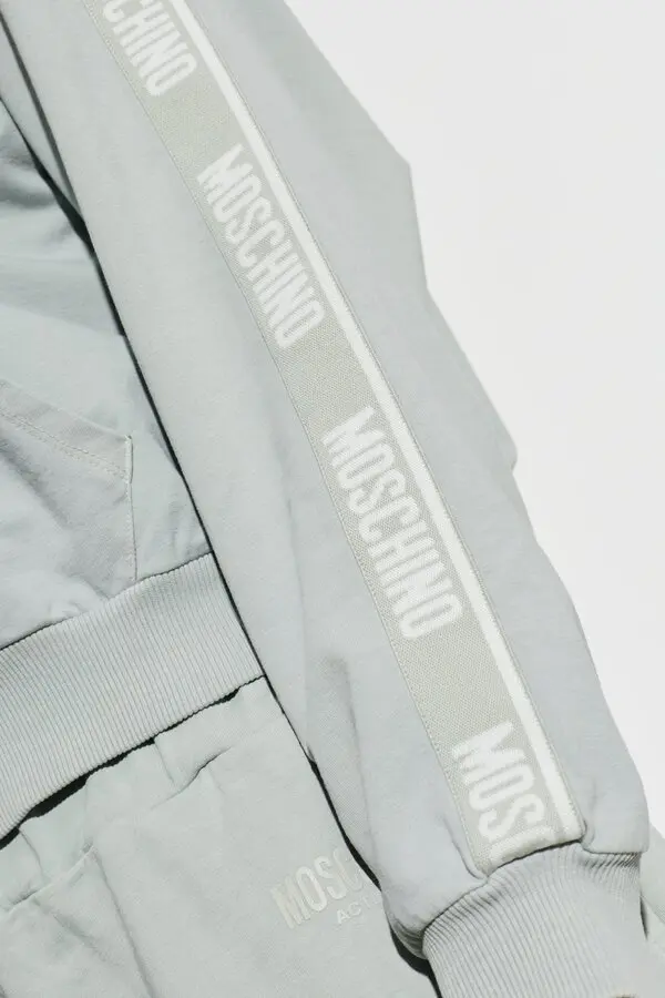 Moschino Logo Zip-up Sweatshirt - Light Blue