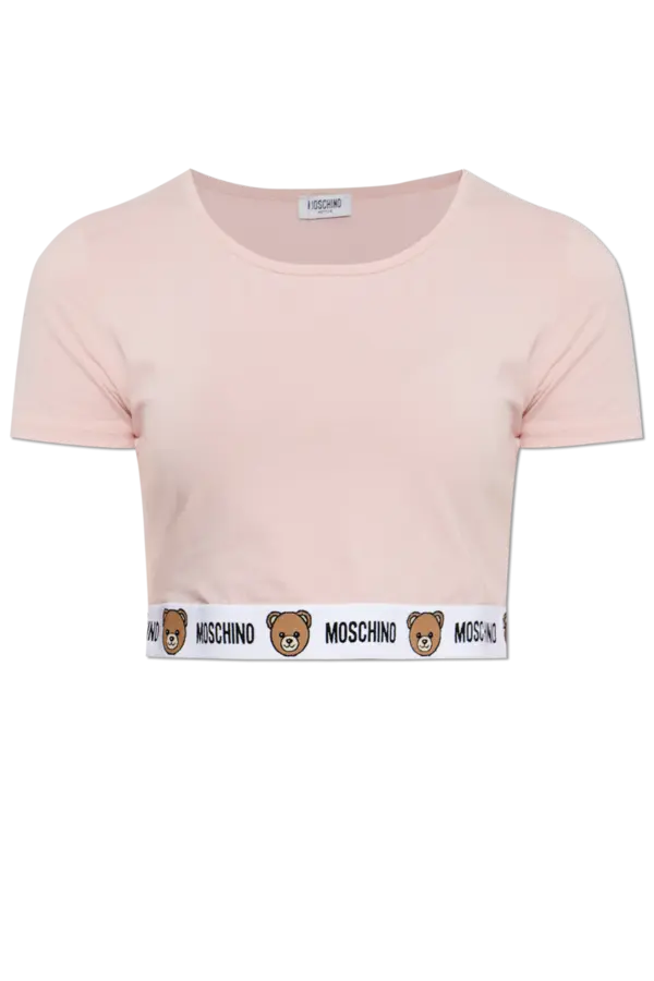 Moschino Cropped Short Sleeve Top - Pink
