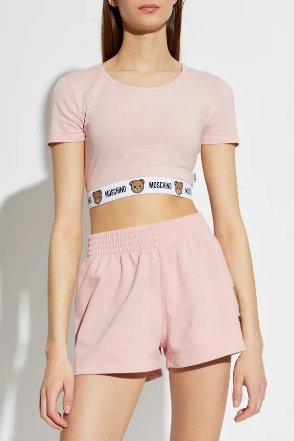 Moschino Cropped Short Sleeve Top - Pink
