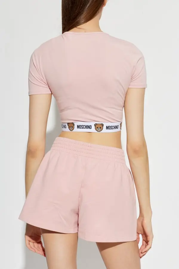 Moschino Cropped Short Sleeve Top - Pink