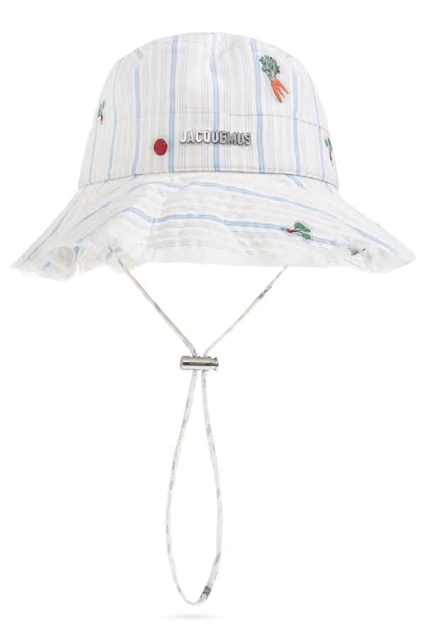 Jacquemus Striped Bucket Hat - White