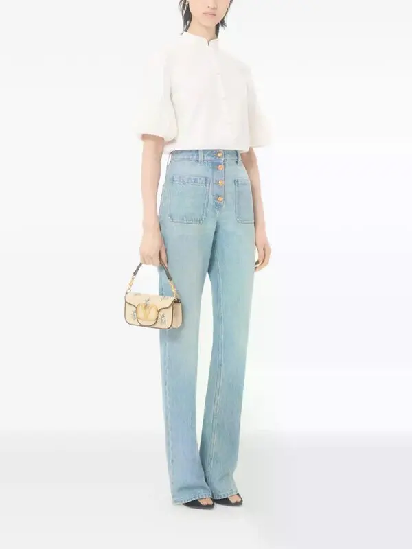 Valentino Garavani Locò Small Embroidered Shoulder Bag - Neutrals