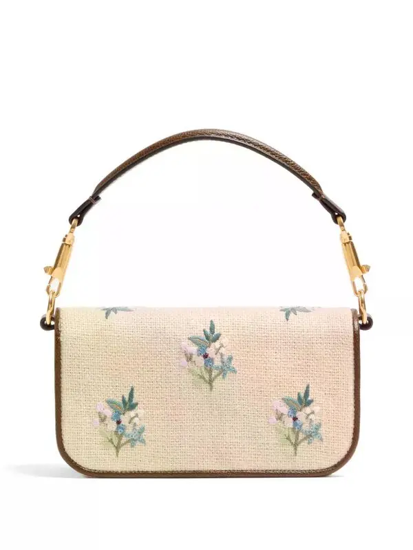 Valentino Garavani Locò Small Embroidered Shoulder Bag - Neutrals