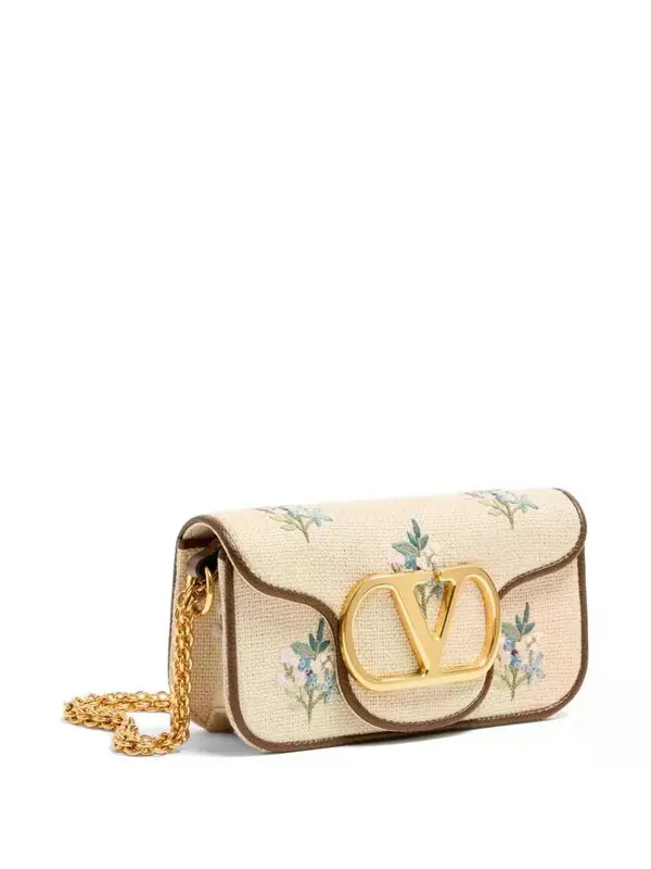 Valentino Garavani Locò Small Embroidered Shoulder Bag - Neutrals