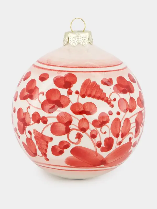 LES-OTTOMANS Handpainted Ceramic Christmas Ball - Red
