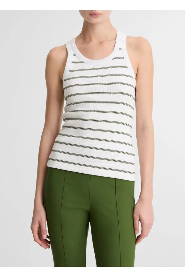 Vince Striped Ribbed Tank - Stripe