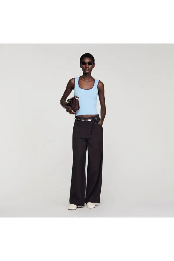 Sandro Palm-embroidered Barrel Jeans - Blue
