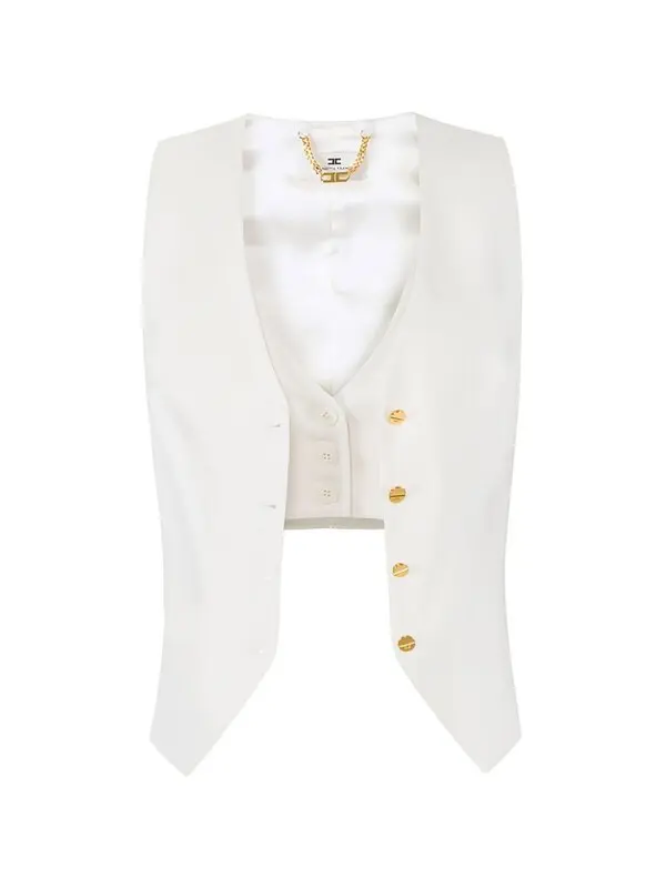 Elisabetta Franchi Linen Blend Button Detailed Vest