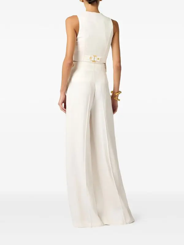 Elisabetta Franchi Linen Blend Button Detailed Vest