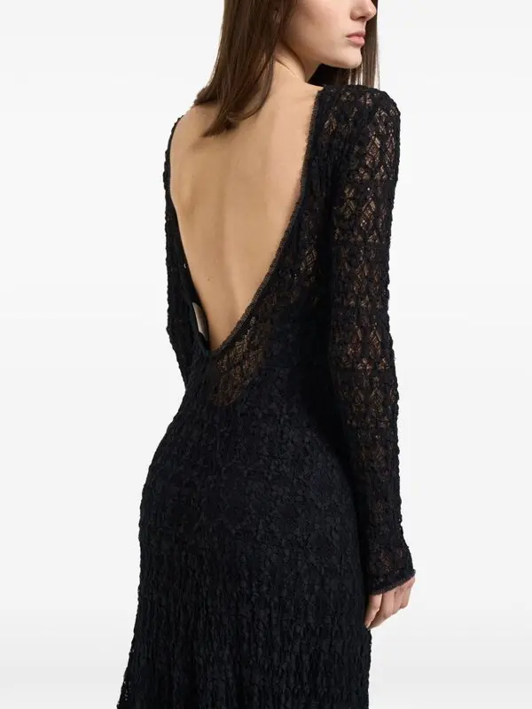 FORTE_FORTE Lace Long Dress - Black